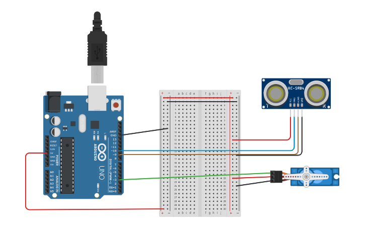 Circuit design Ultrasonic Boom Gate Circuit - Tinkercad