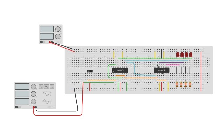 Circuit design Asynchronous DOWN Counter | Tinkercad