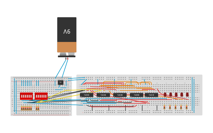 Circuit design practica 4 Sumador de 3 bits | Tinkercad Circuit design practica 4 Sumador de 3 bits | Tinkercad