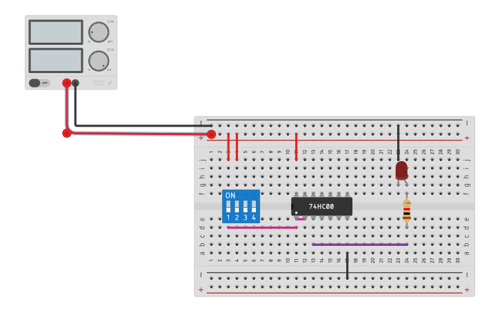 Circuit design Realization of NOT gate using NAND gate | Tinkercad