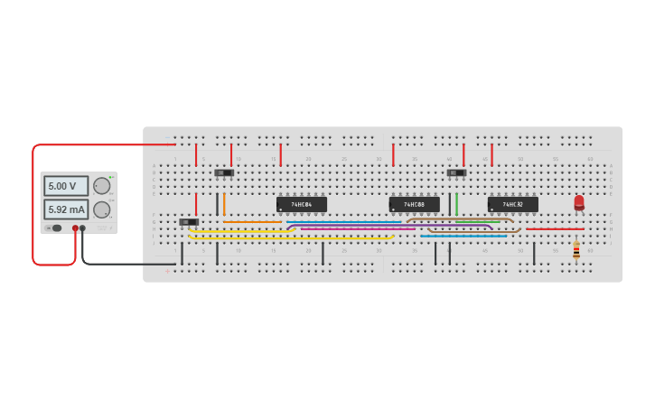 Circuit design using basic gates - Tinkercad