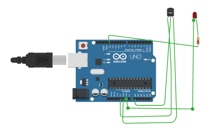 Circuit design Arduino with LM35 Sensor - Tinkercad