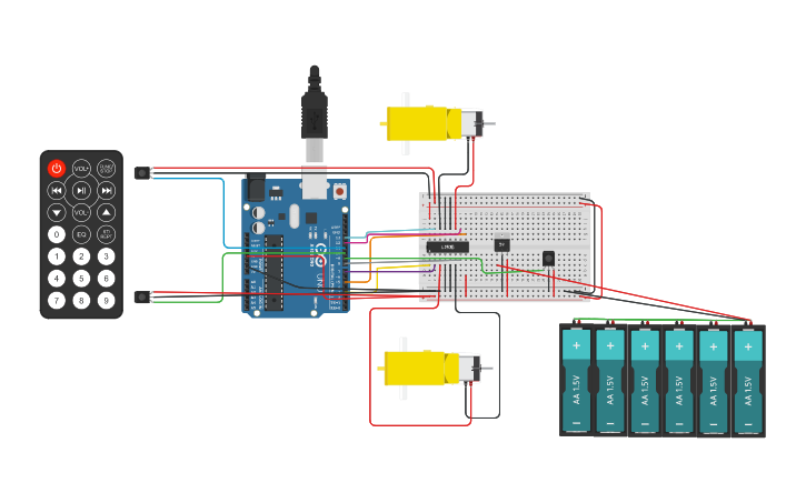 Circuit design Line Following Robot w/ Simulation Remote | Tinkercad