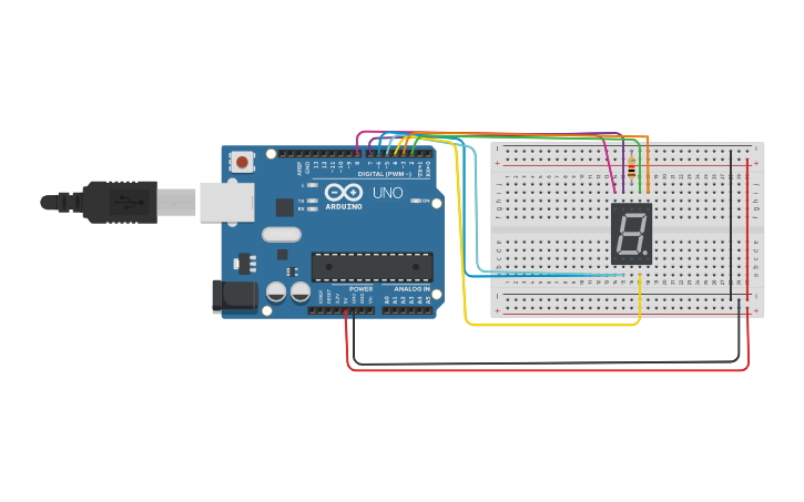 Circuit design Seven Segment Display - Tinkercad
