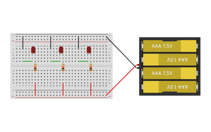 Circuit design Circuito LED en paralelo con resistencias P2 - Tinkercad