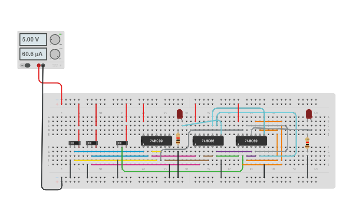 Circuit design FULL ADDER USING NAND GATES - Tinkercad