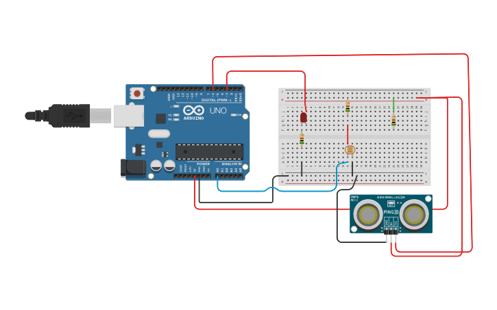 Circuit design LED met lichtsensor | Tinkercad