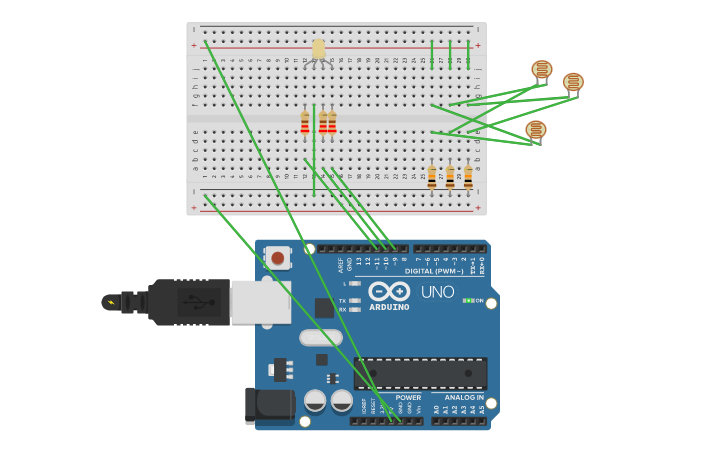 Circuit design Color-changing LED Project 4 | Tinkercad