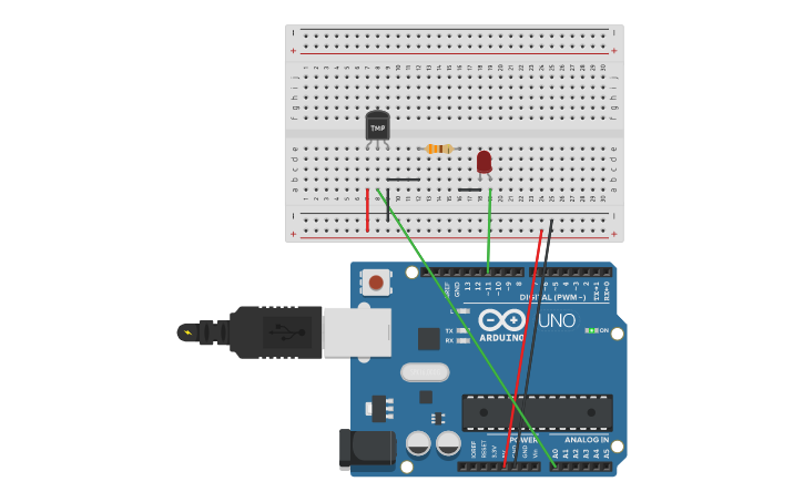 Circuit Design Sensor De Temperatura Tinkercad