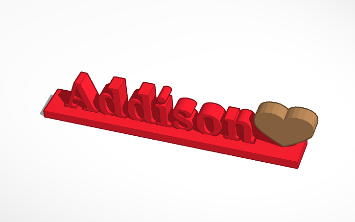 3D design Addison name - Tinkercad