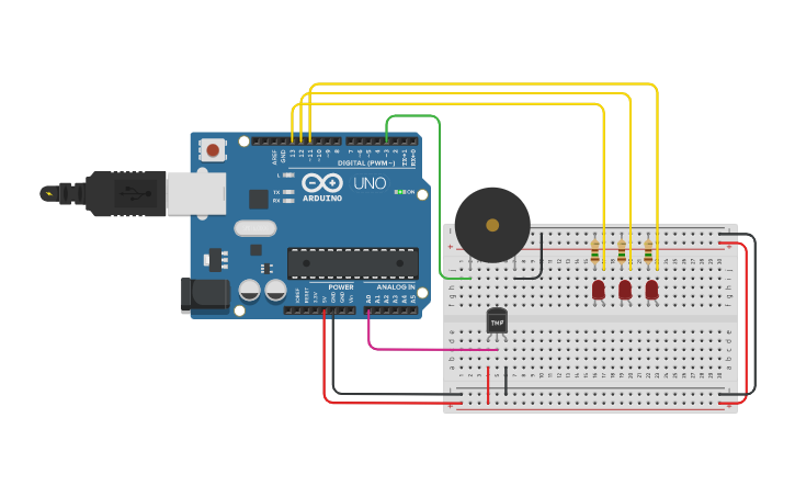 Circuit design Temperature Sensor with Alarm - Tinkercad