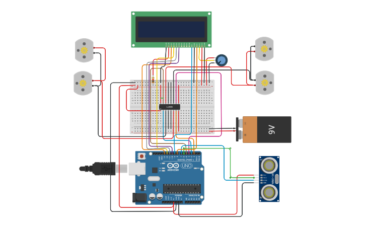 Circuit design Obstacle Avoiding Robot - Tinkercad