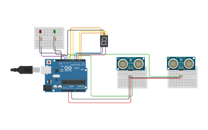 Circuit design smart parking system - Tinkercad