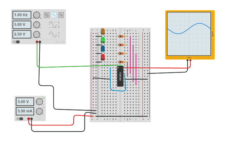 Circuit design Clock gerado por um gerador de sinais. - Tinkercad