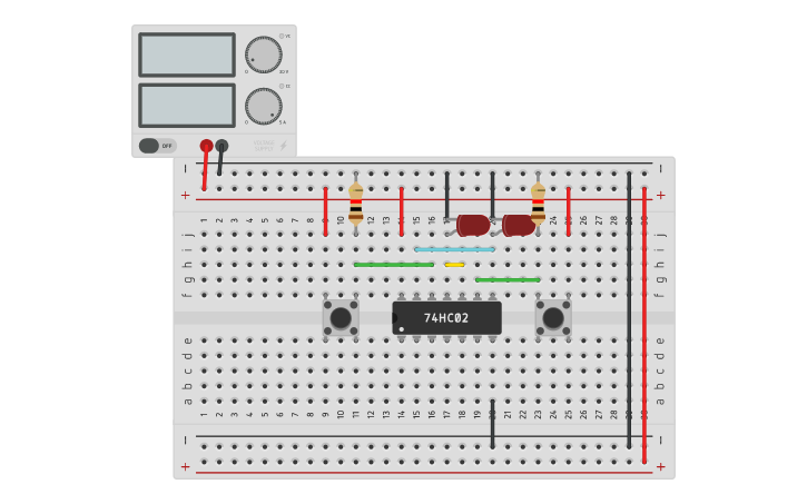 Circuit design Flip Flop of Nor Gate using transistor - Tinkercad