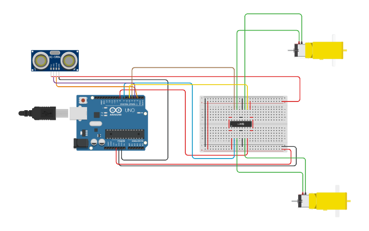 Circuit Design Obstacle Avoidance Robot Tinkercad