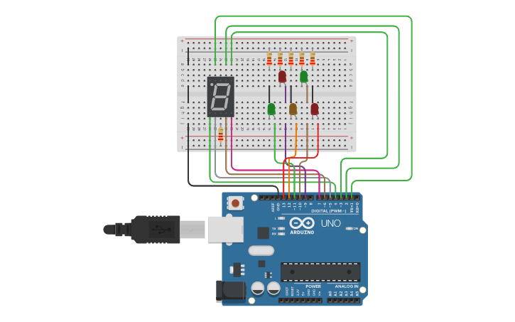 Circuit Design Semáforo Vehicular Y Peatonal Tinkercad