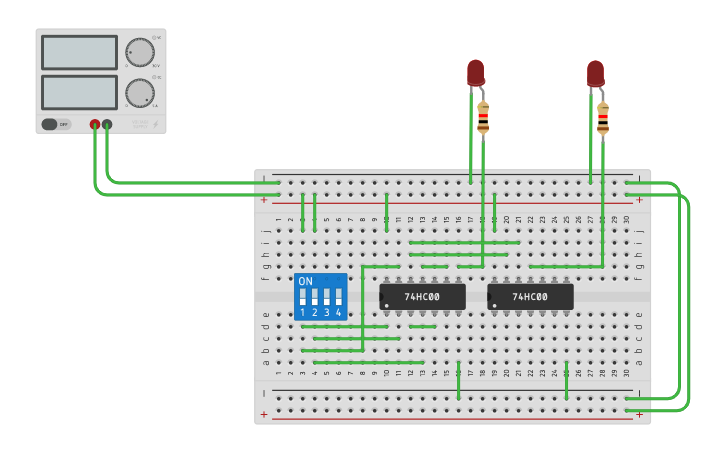 Circuit design Half adder- using NAND gates - Tinkercad