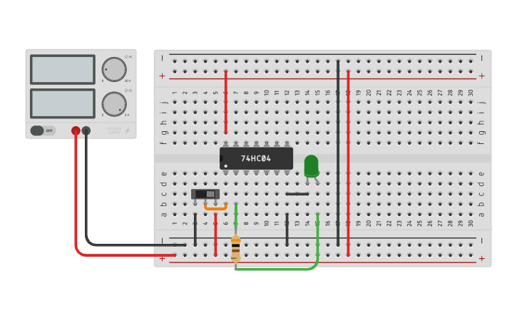 Circuit design 7404 | Tinkercad