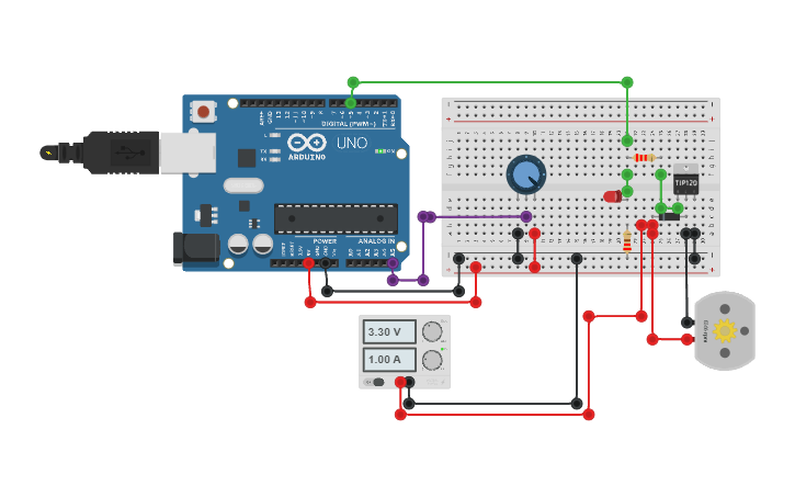 Circuit design PWM + Etapa de potencia - Tinkercad