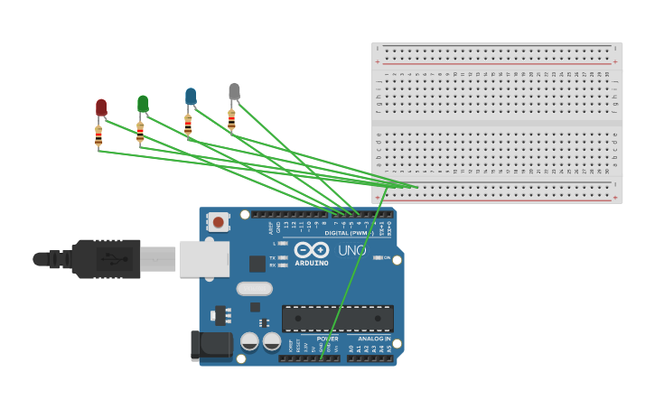 Circuit Design Ring Counter Arduino Tinkercad