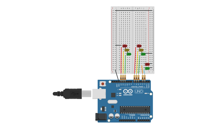Circuit design Semáforo Arduino | Tinkercad
