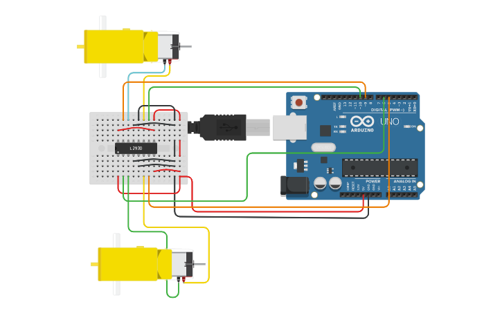 Circuit design motor DC - Tinkercad