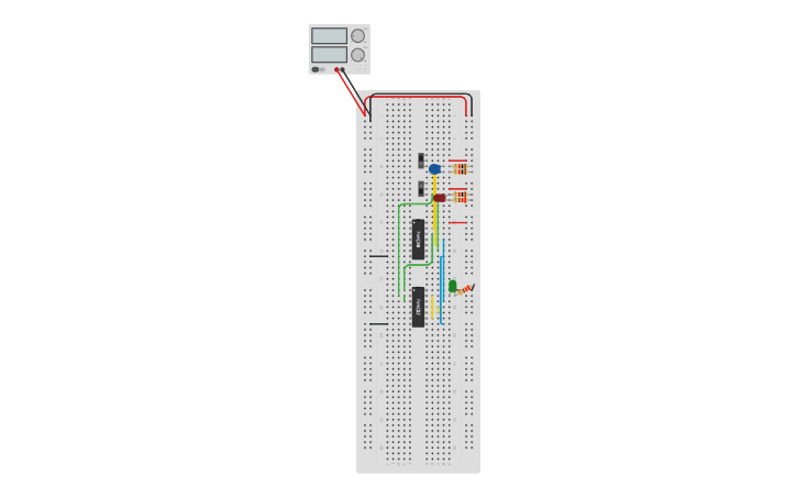 Circuit design 1 bit D-flip flop - Tinkercad