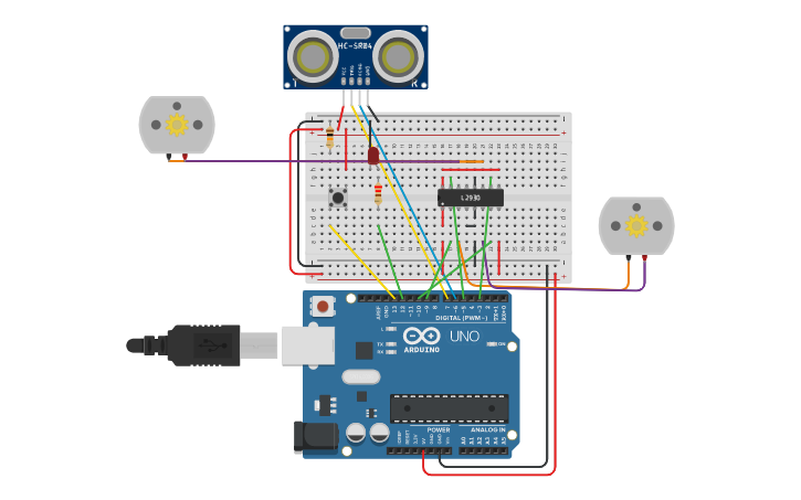 Circuit Design Motor Con Sensor Ultrasonico Final Tinkercad