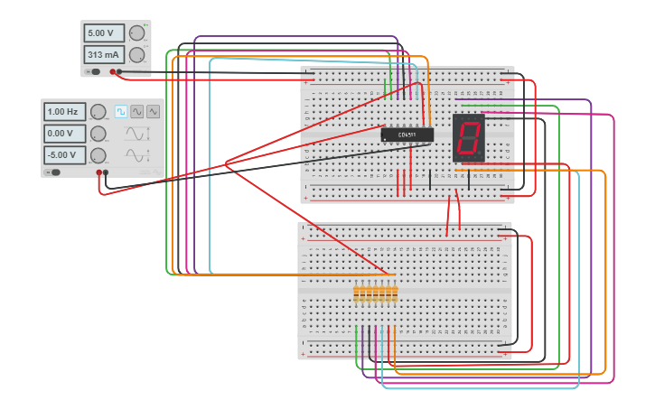 Circuit design Decodificador BCD-7SEG CD4511- Matheus Dutra Dias | Tinkercad
