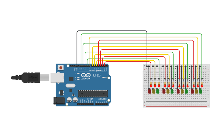 Circuit Design Traffic Light 4 Tinkercad
