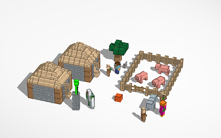 3D design minecraft-village - Tinkercad