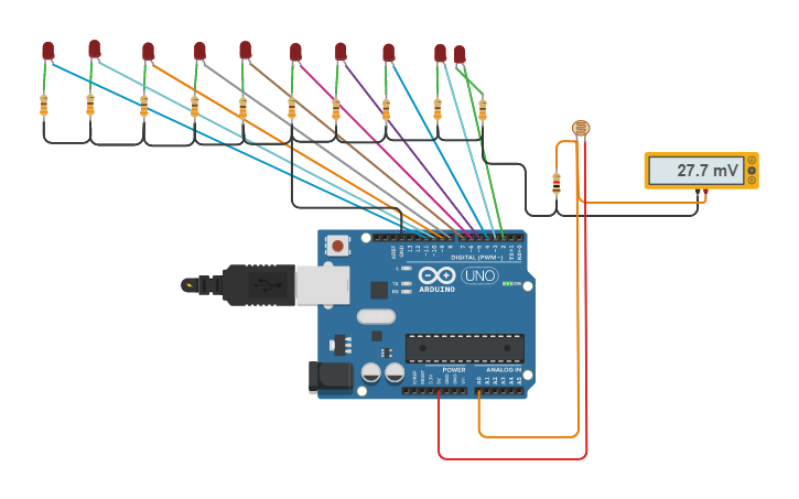 Circuit Design Luxímetro Com Ldr E Bargraph De Leds Tinkercad