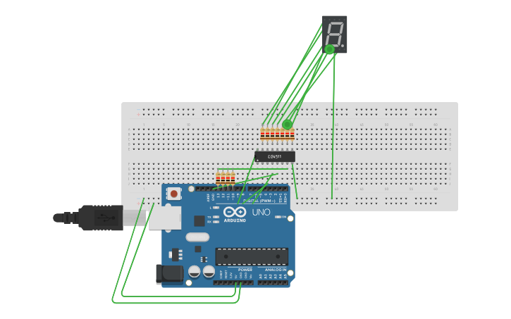 Circuit design BCD to 7 segment 210102055 - Tinkercad