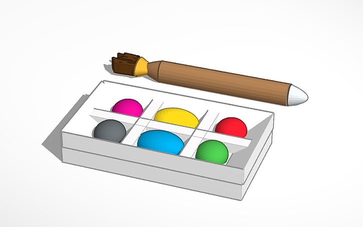 3D design The paint brush and pallet - Tinkercad