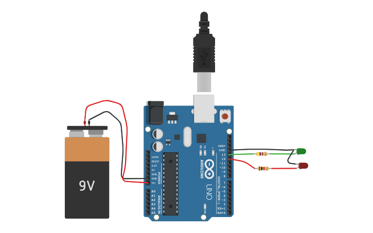 Circuit design Salida digital led - Tinkercad