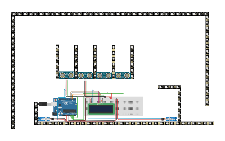 Circuit design Projeto Final Arduino Estacionamento Lucas Pereira - Tinkercad