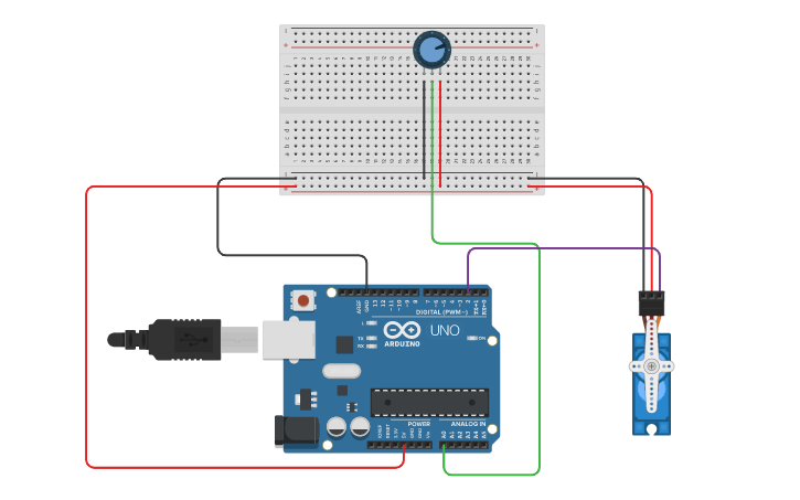 Circuit design Angle measurement_Servo | Tinkercad