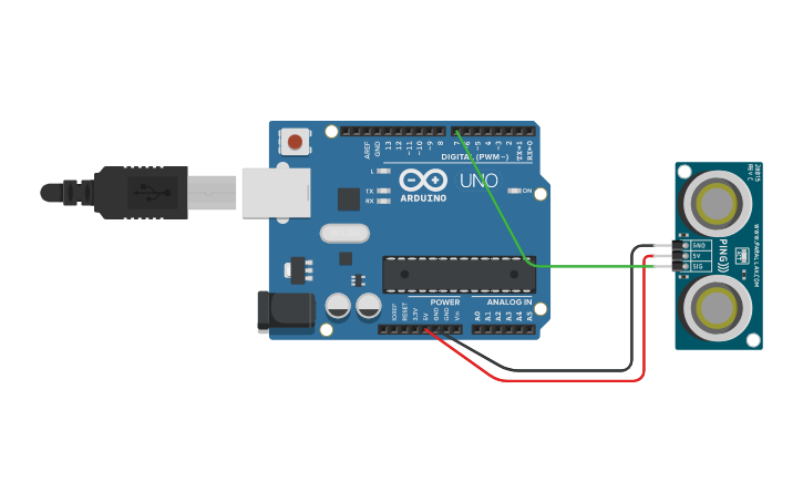 Circuit design UltraSonic Distance Sensor - Tinkercad