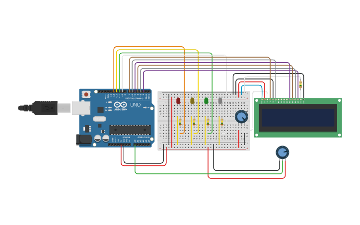 Circuit design Simulation Water level | Tinkercad