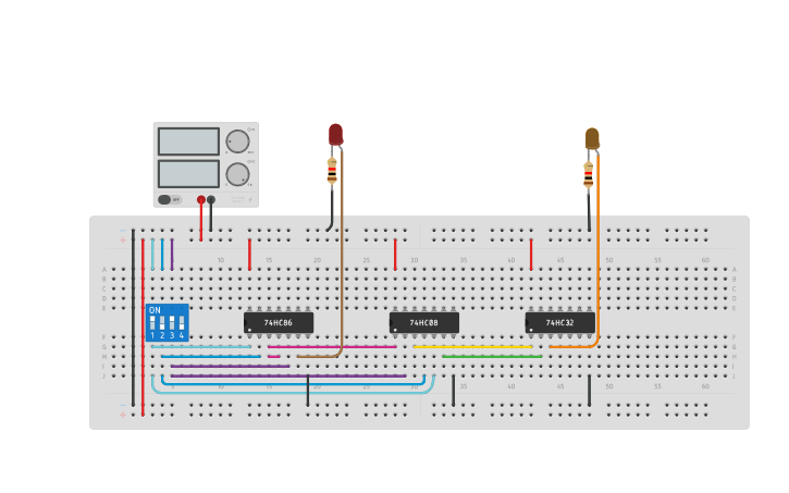 Circuit design Full adder using basic gates | Tinkercad