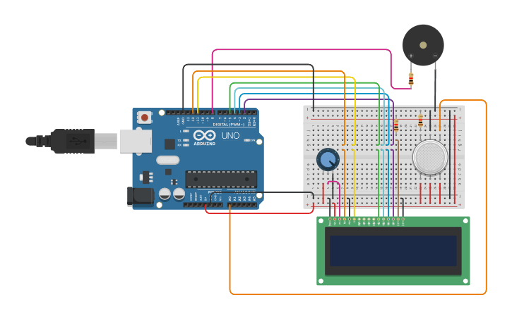 Circuit design Air Pollution Monitoring System - Tinkercad