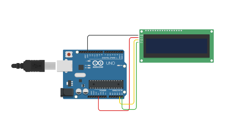 Circuit design LCD I2C - Tinkercad