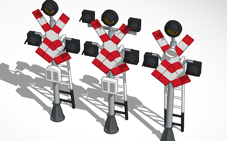 3D design 3 Romanian Rail Crossing Barriers - Tinkercad