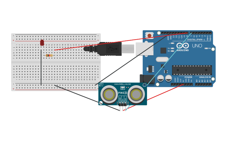 Circuit design Ultra Sonic Sensor - Tinkercad