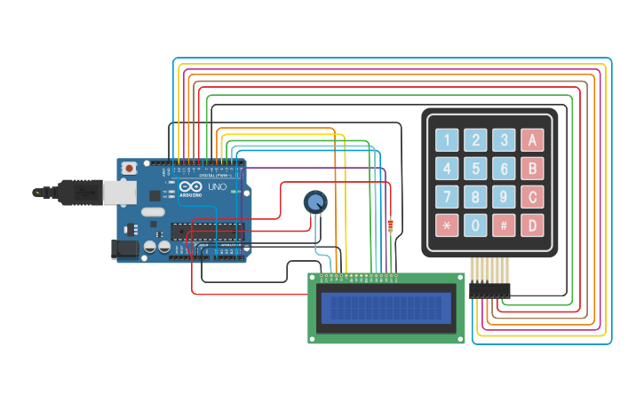 Circuit design arduino kepad LCD - Tinkercad