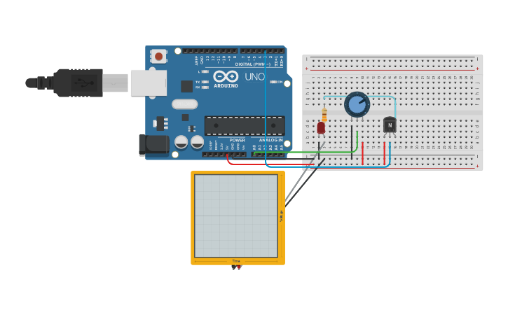 Circuit design Potencjometr - dioda | Tinkercad