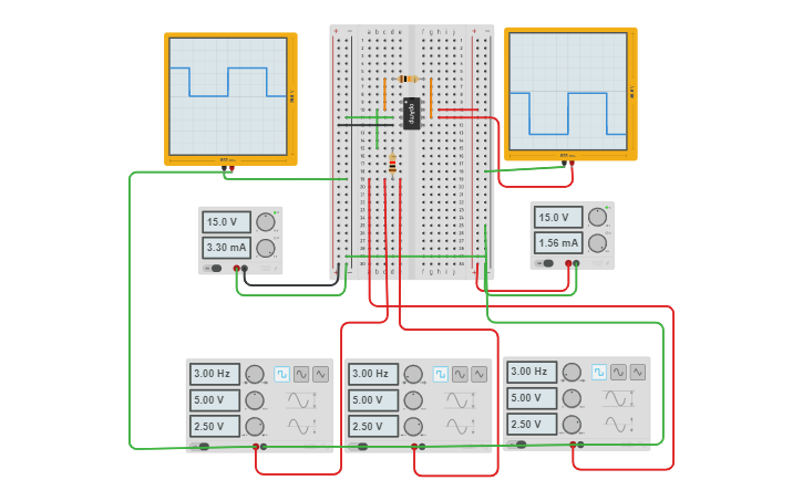 Circuit design summing inverting opamp - Tinkercad