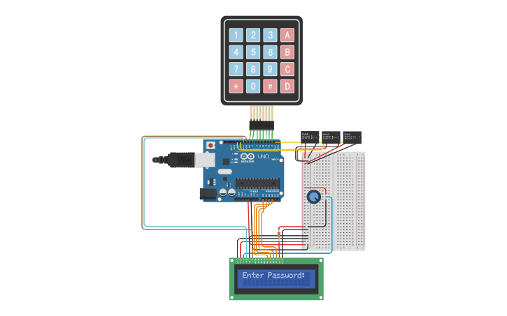 Circuit design 4x4 Matrix Keypad No. 1 - Dematera - Tinkercad