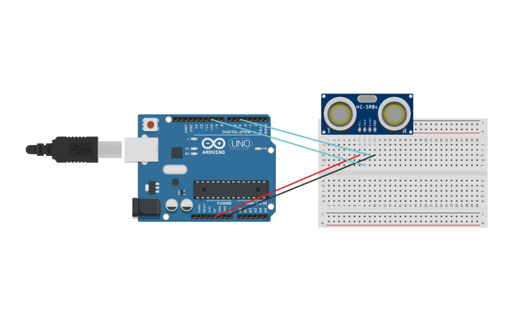 Circuit design Ultrasonic Sensor with Arduino - Tinkercad